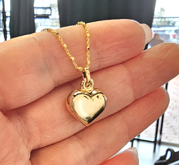 Heart Gold Puff Pendant