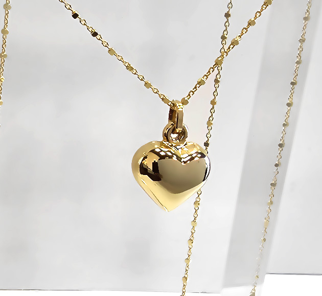 Heart Gold Puff Pendant
