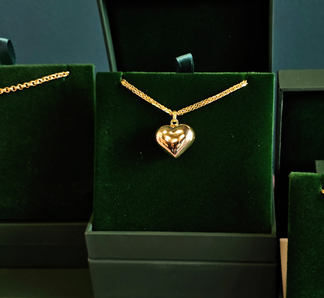 Heart Gold Puff Pendant